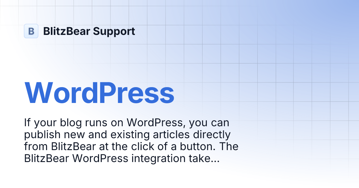 WordPress | BlitzBear Support